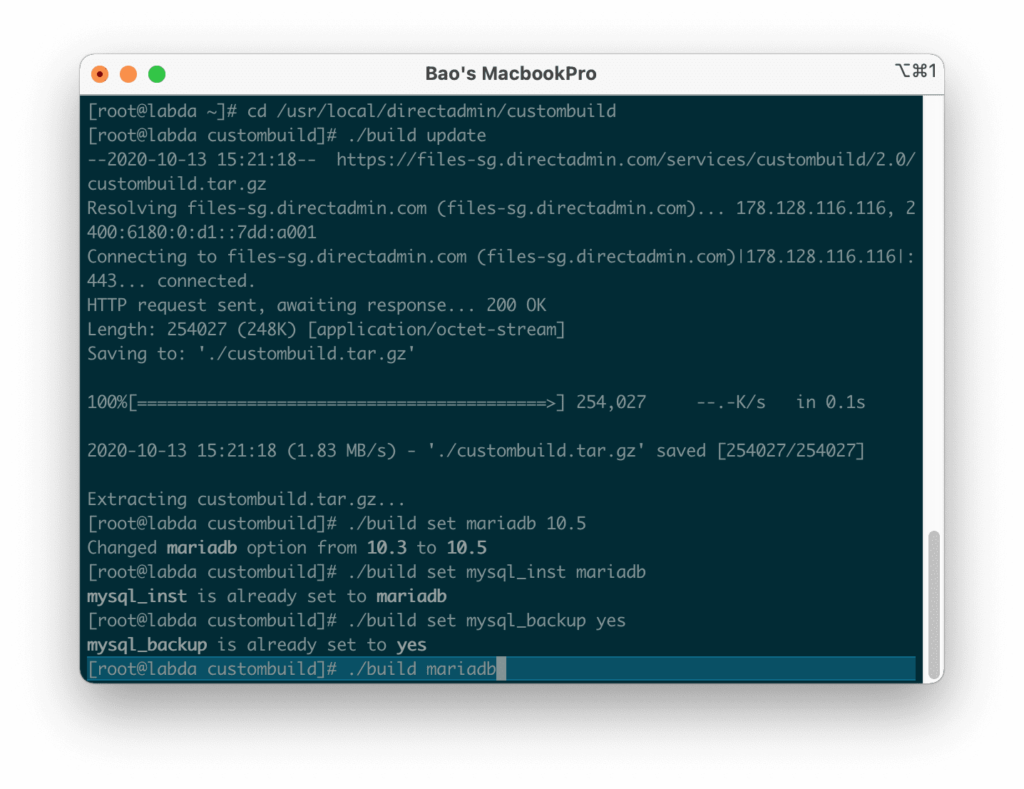Nâng cấp MariaDB trên DirectAdmin với CustomBuild 2.0 - Wiki Minh Duy Solutions